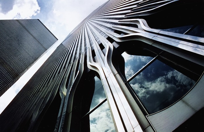 architecture worms eye view clouds skyscraper reflection wallpaper ...