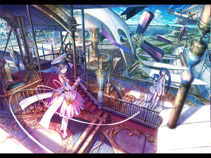 anime oriental asian architecture fantasy art steampunk anime girls ...