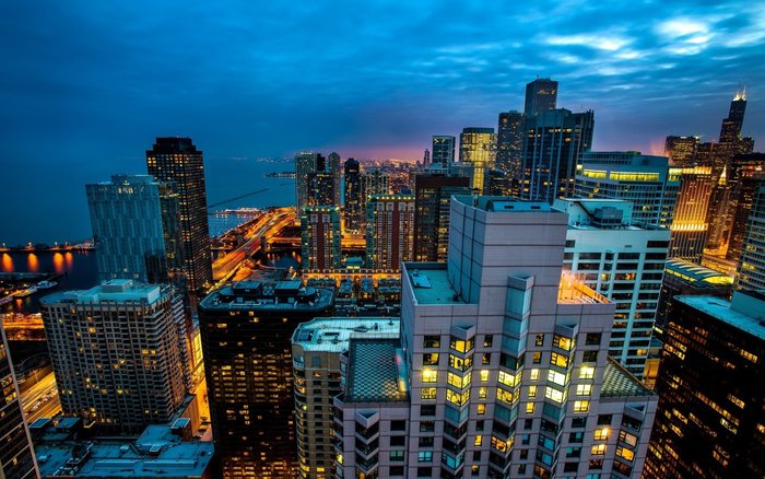 city building night skyscraper overcast lights city lights wallpaper ...