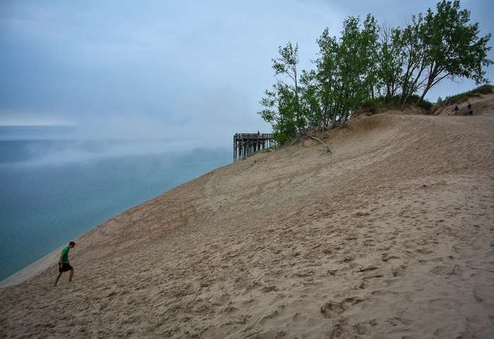 climb, clouds, dune, michigan, sand, sand dune, silhouette, sleeping ...