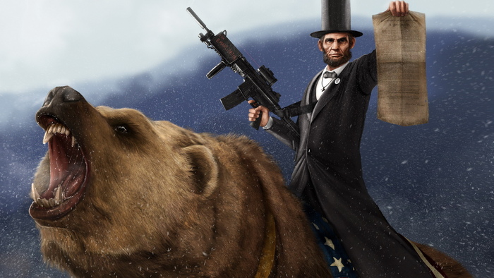 1920x1080 machine gun, Bear, Abraham Lincoln, proclamation, snow ...