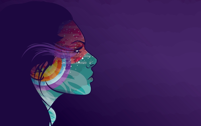red, art, orange, abstract, woman, girl, profile, purple, face ...